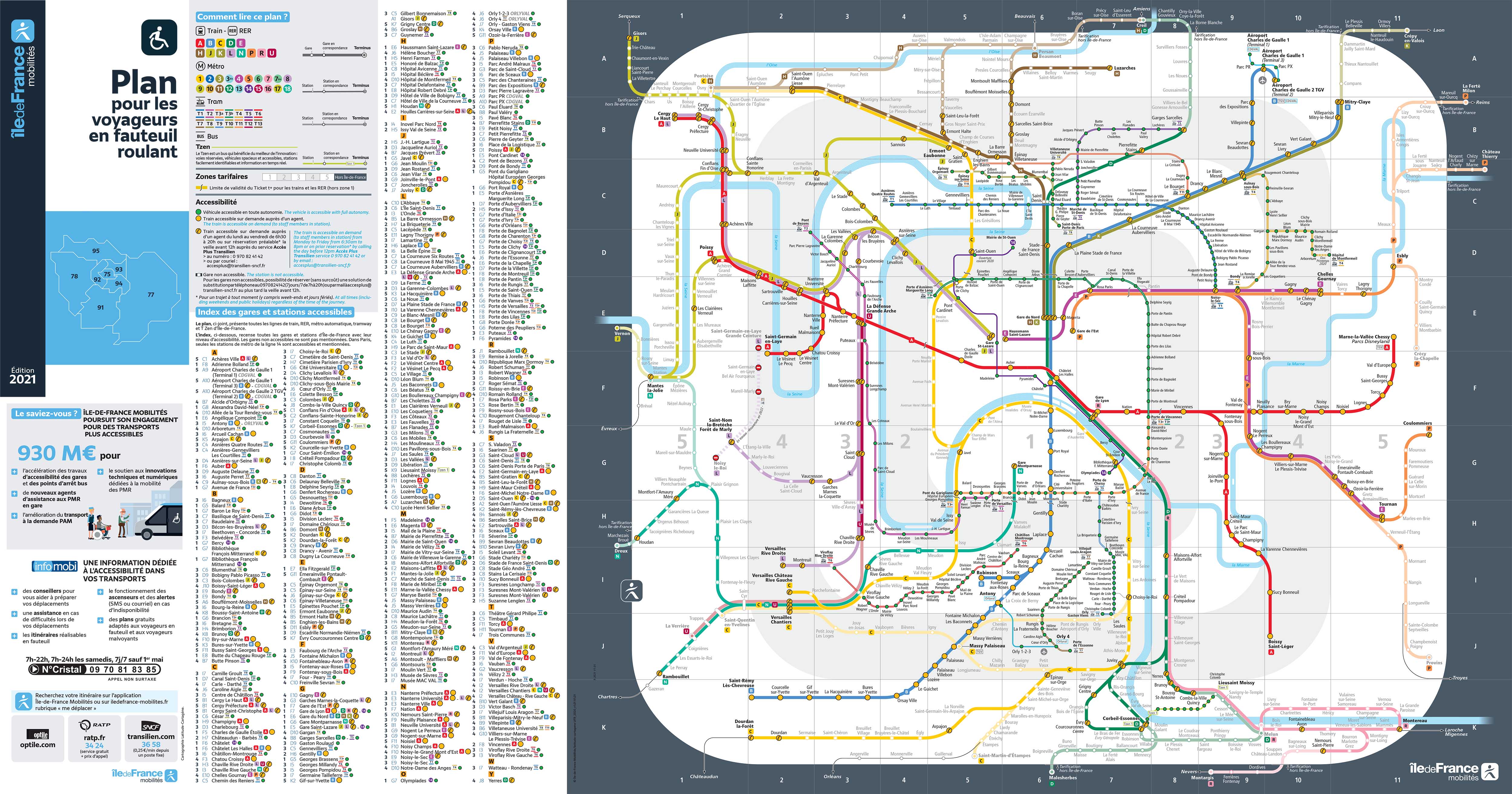 Paris region map for wheelchair travelers | Transilien