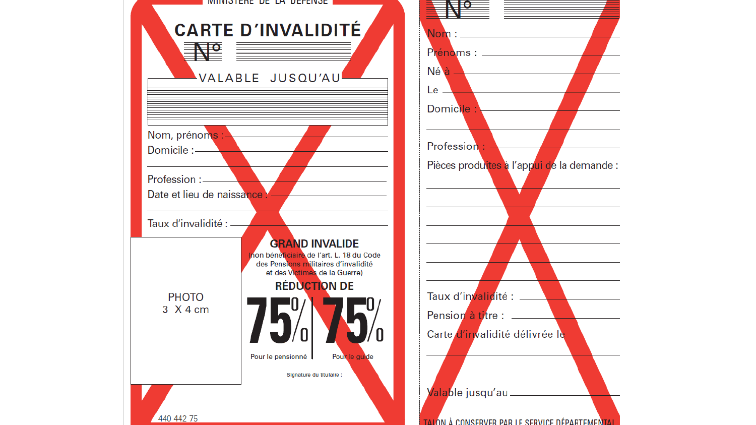 Carte invalidité ONAC à double barre rouge | Transilien