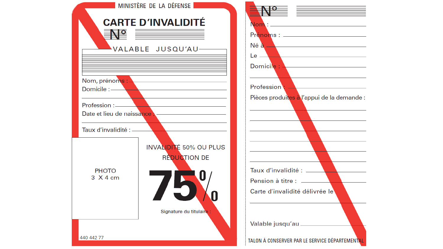 Carte invalidité ONAC 1 barre rouge | Transilien